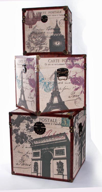 Set of 3 European Trunks - Globe Imports