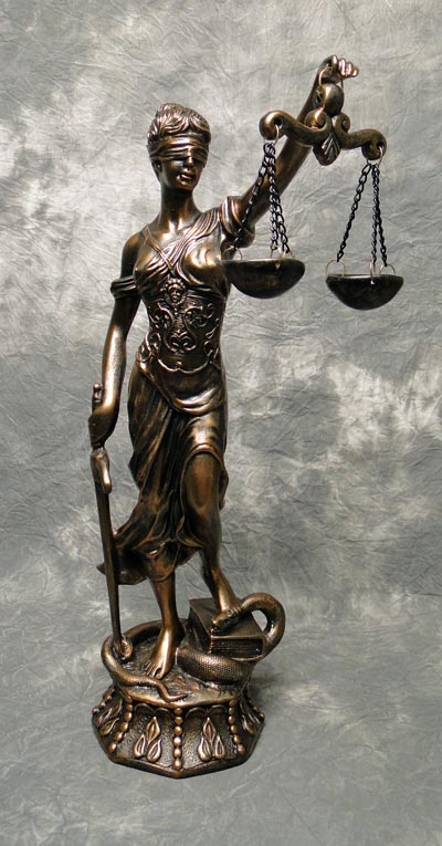 Copper Figurine of Lady Justice - Globe Imports
