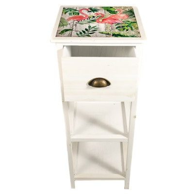 Wood Flamingos Drawer Table - Globe Imports