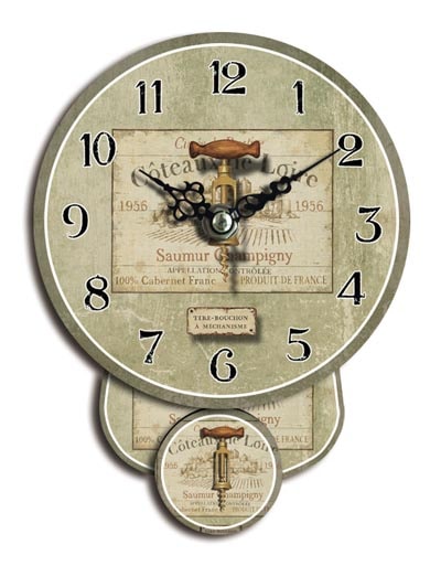 Wine Clock with Pendulum - Globe Imports
