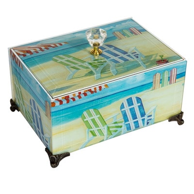 Wood and Glass Beach Chairs Box - Globe Imports