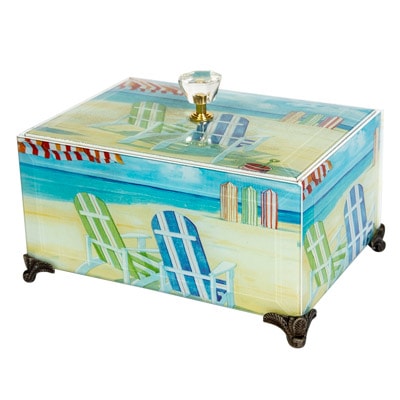 Wood and Glass Beach Chairs Box - Globe Imports