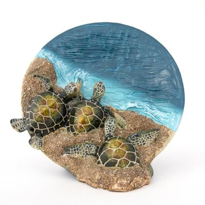 Decorative Plate with Baby Sea Turtles - Globe Imports